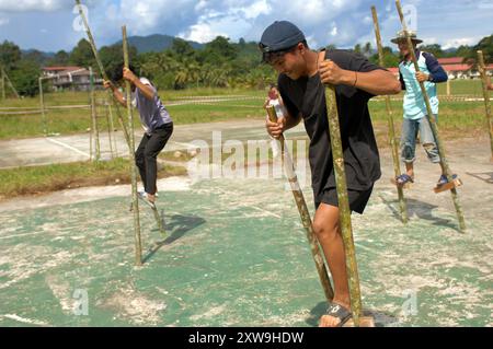 Stilt races ar local festival, Bongkud, Ranau, Sabah, Malaysia Stock ...