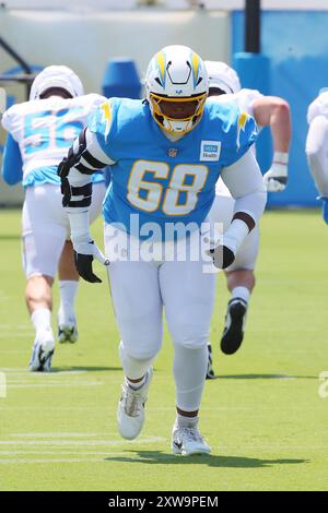 Los Angeles Chargers guard Jamaree Salyer arrives prior to an NFL wild ...