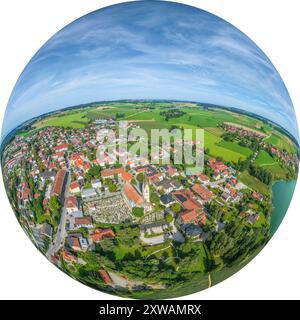 Aerial view of Obing in the Upper Bavarian Chiemgau region Stock Photo ...