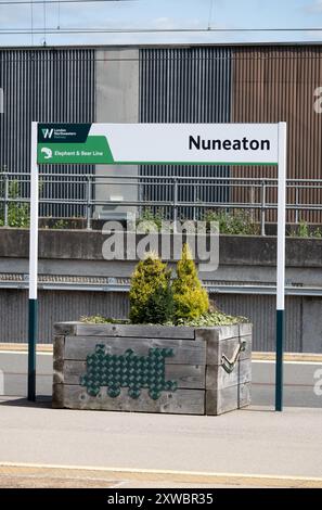 Nuneaton railway station sign, Warwickshire, England, UK Stock Photo ...