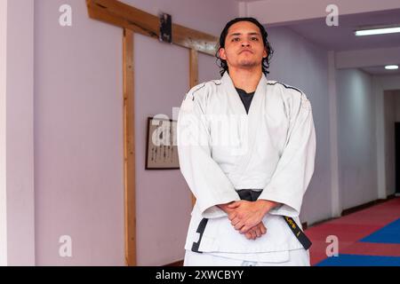 Judo fighter portrait in dojo Stock Photo - Alamy