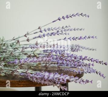 Beautiful lavender on green table Stock Photo - Alamy