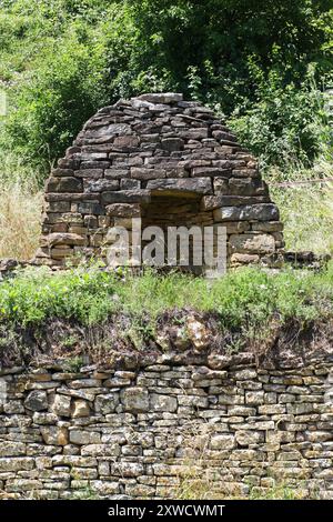 Old and typical stone hut called cadole in french language in the ...