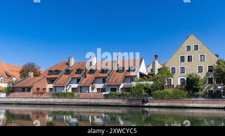 Historical buildings on banks of Isar River in Landshut Stock Photo - Alamy