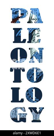 Text PALEONTOLOGY. Decorative font with dinosaur silhouettes Stock ...