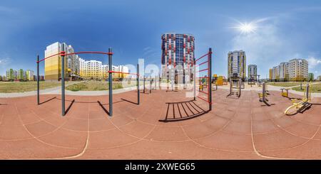 360° view of 360 hdri panorama on sports or childrens playground in ...