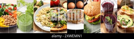 Assortment of vegetarian foods, collage. Banner design Stock Photo - Alamy