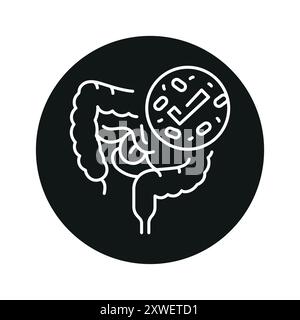 Healthy gut microbiome line black icon. Intestine microbiota. Sign for ...
