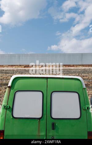 Old green van parked in the street. Mercedes Benz N1000 model Stock ...