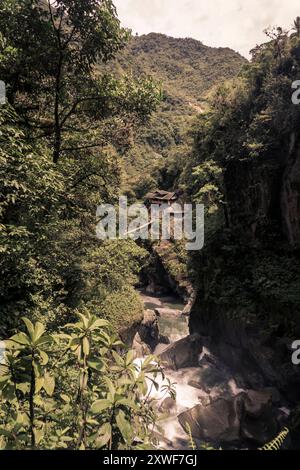 El Pailon del Diablo waterfall in Banos Santa Agua, Ecuador. South ...