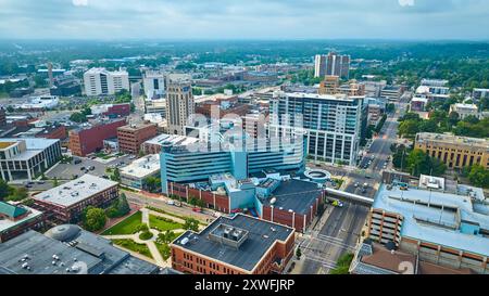 Aerial View of Downtown Kalamazoo with Modern and Historic Architecture ...