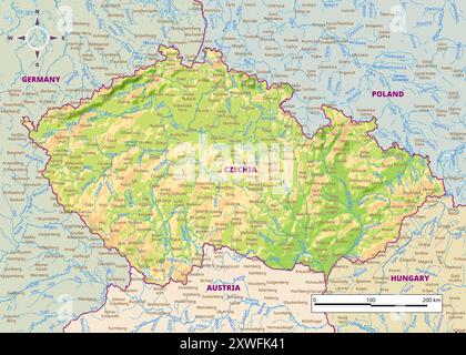 Detailed political map of Czechia Stock Vector Image & Art - Alamy