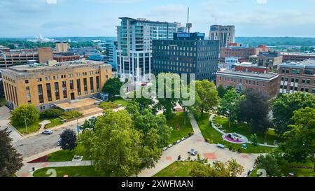 Aerial View of Bronson Park and Downtown Kalamazoo Michigan Stock Photo ...