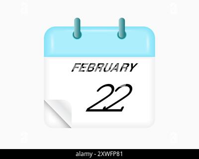 February 22 - calendar and Time planner. Daily Calendar Icon reminder ...
