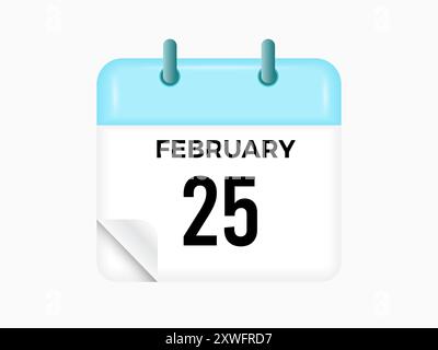 February 25 - calendar and Time planner. Daily Calendar Icon reminder ...