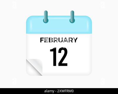 February 12 - calendar and Time planner. Daily Calendar Icon reminder ...