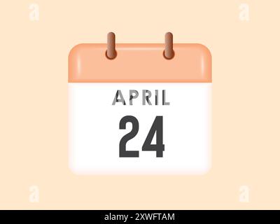 April 24 - calendar and Time planner. Daily Calendar Icon reminder ...