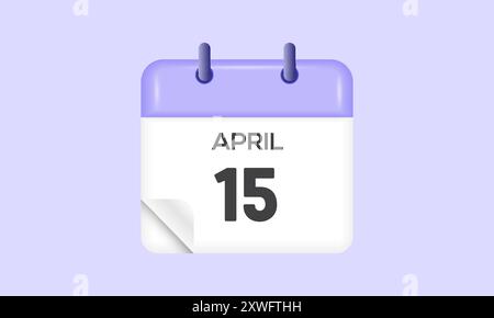 April 15 - calendar and Time planner. Daily Calendar Icon reminder ...