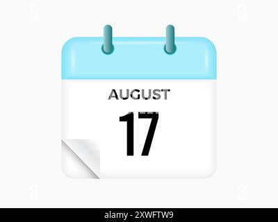 August 17 - calendar and Time planner. Daily Calendar Icon reminder ...