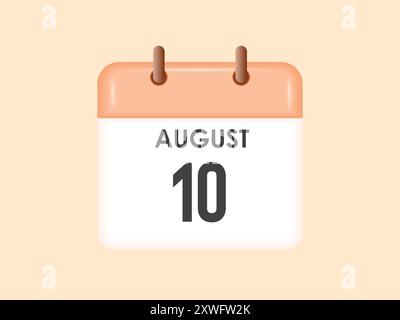 August 10 - calendar and Time planner. Daily Calendar Icon reminder ...