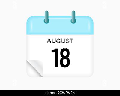 August 18 - calendar and Time planner. Daily Calendar Icon reminder ...