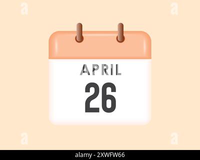 April 26 - calendar and Time planner. Daily Calendar Icon reminder ...
