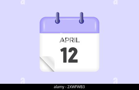 April 12 - calendar and Time planner. Daily Calendar Icon reminder ...