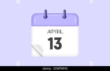 April 13 - calendar and Time planner. Daily Calendar Icon reminder ...