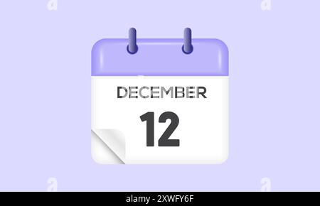December 12 - calendar and Time planner. Daily Calendar Icon reminder ...