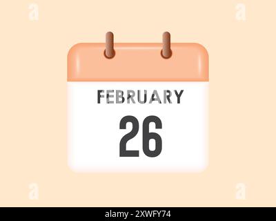 February 26 - calendar and Time planner. Daily Calendar Icon reminder ...