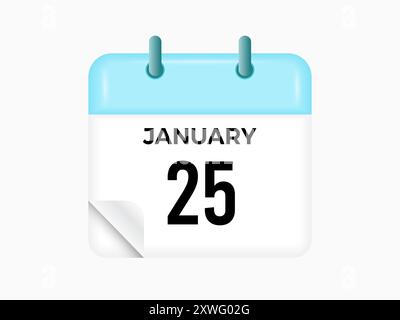 January 25 - calendar and Time planner. Daily Calendar Icon reminder ...
