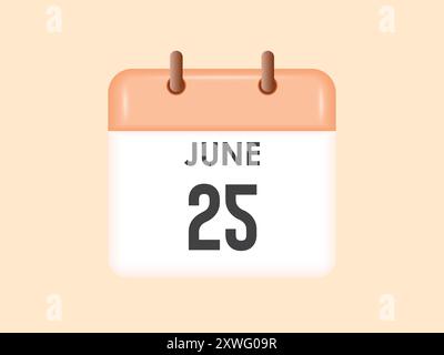June 25 - calendar and Time planner. Daily Calendar Icon reminder ...