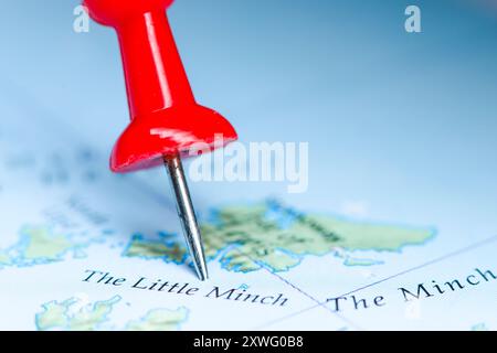 The Minch, Scotland pin on map Stock Photo - Alamy
