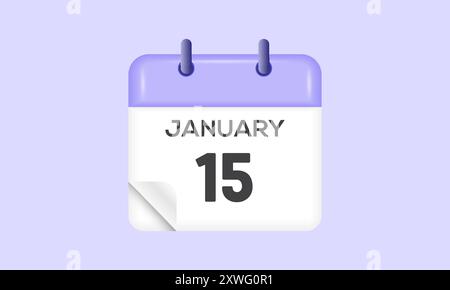 January 15 - calendar and Time planner. Daily Calendar Icon reminder ...