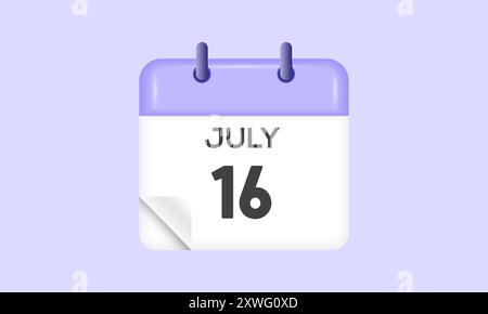July 16 - calendar and Time planner. Daily Calendar Icon reminder ...