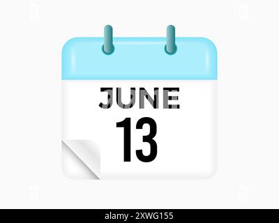 June 13 - calendar and Time planner. Daily Calendar Icon reminder ...