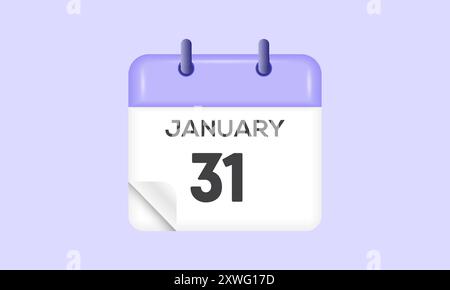 January 31 - calendar and Time planner. Daily Calendar Icon reminder ...