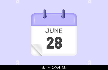 June 28 - calendar and Time planner. Daily Calendar Icon reminder ...
