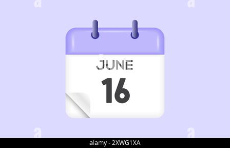 June 16 - calendar and Time planner. Daily Calendar Icon reminder ...