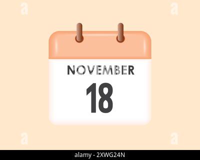 November 18 - calendar and Time planner. Daily Calendar Icon reminder ...