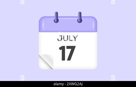 Icon calendar day - 17 July. 17th days of the month, vector ...