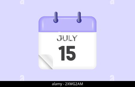 July 15 - calendar and Time planner. Daily Calendar Icon reminder ...
