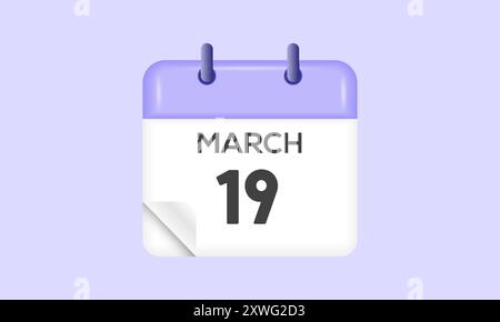 March 19 - calendar and Time planner. Daily Calendar Icon reminder ...
