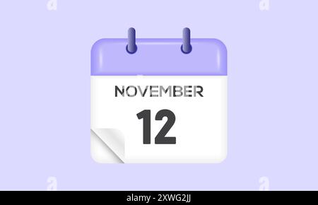 November 12 - calendar and Time planner. Daily Calendar Icon reminder ...