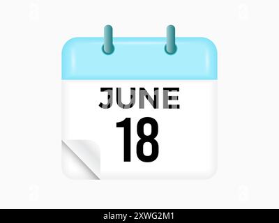 June 18 - calendar and Time planner. Daily Calendar Icon reminder ...