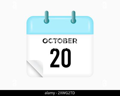 October 20 - calendar and Time planner. Daily Calendar Icon reminder ...