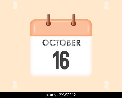 October 16 - calendar and Time planner. Daily Calendar Icon reminder ...