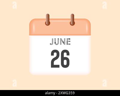 June 26 - calendar and Time planner. Daily Calendar Icon reminder ...