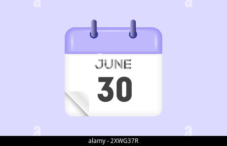 June 30 - calendar and Time planner. Daily Calendar Icon reminder ...