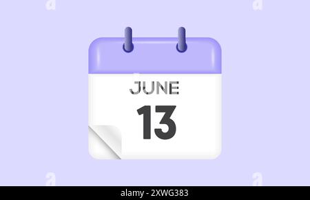June 13 - calendar and Time planner. Daily Calendar Icon reminder ...